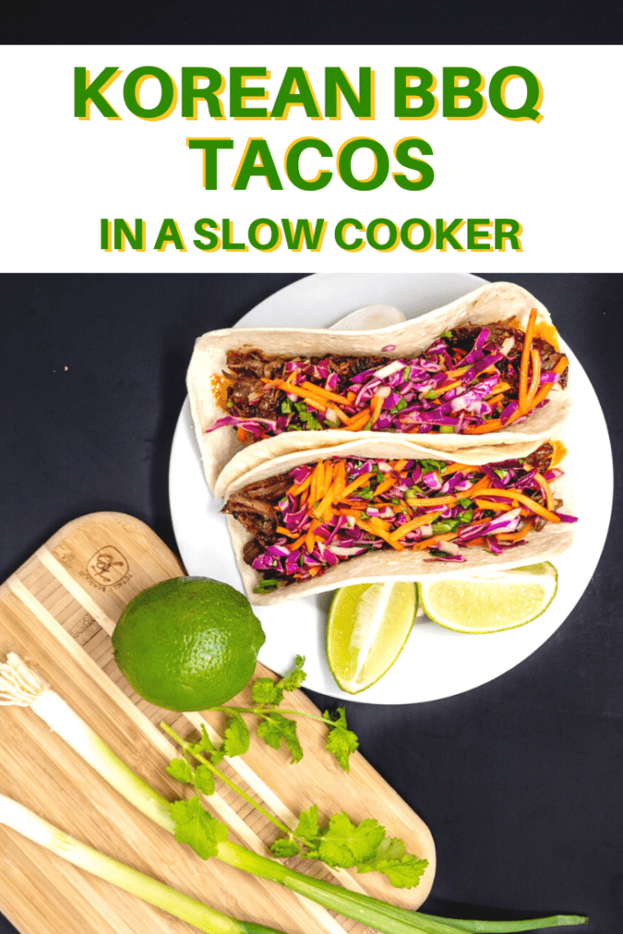 Slow Cooker Korean Beef Tacos with Gochujang BBQ Sauce and Slaw